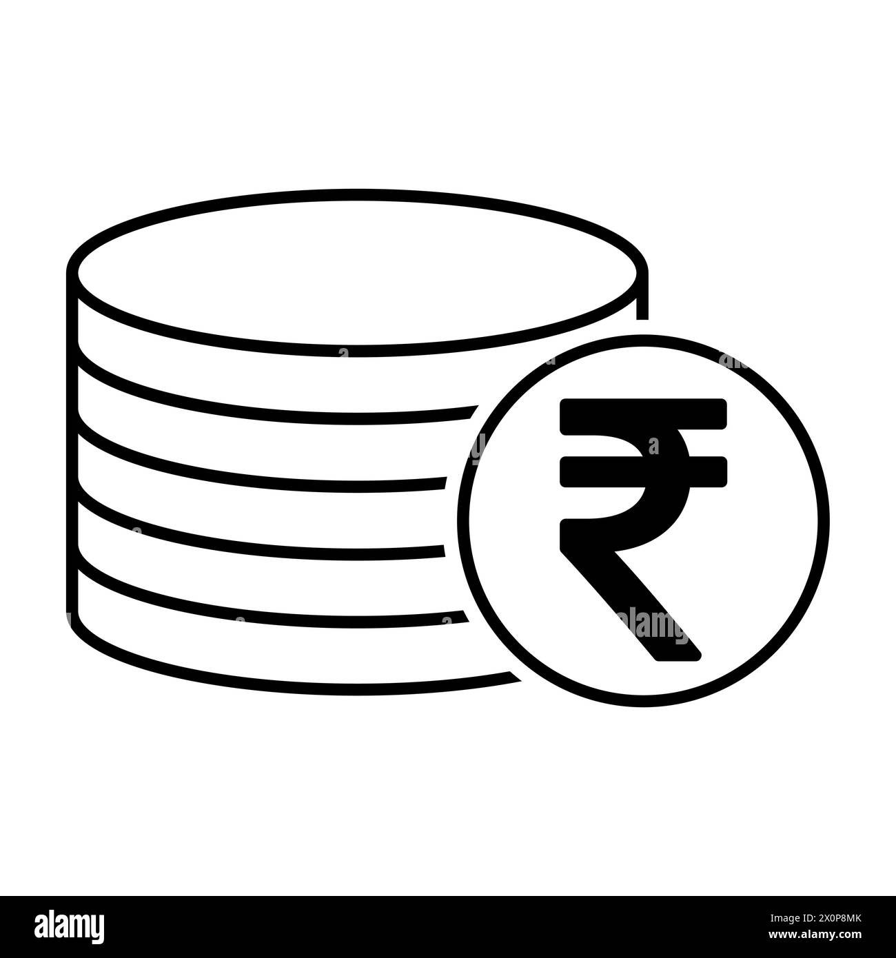 Rupee stack coin, flat icon money design, cash sign vector illustration ...