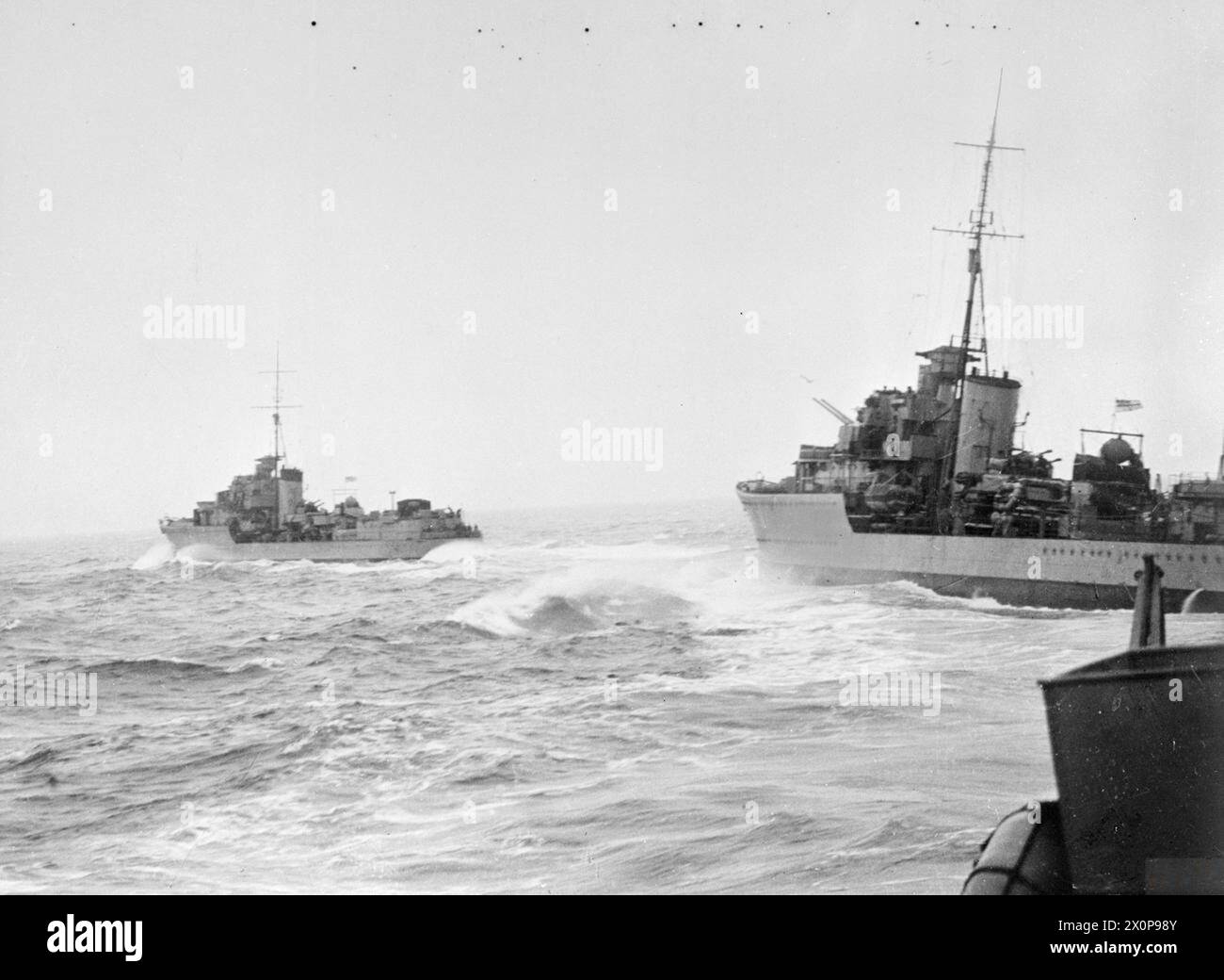 HMS Kipling, part of the Fifth Destroyer Flotilla, at sea in 1941, with ...