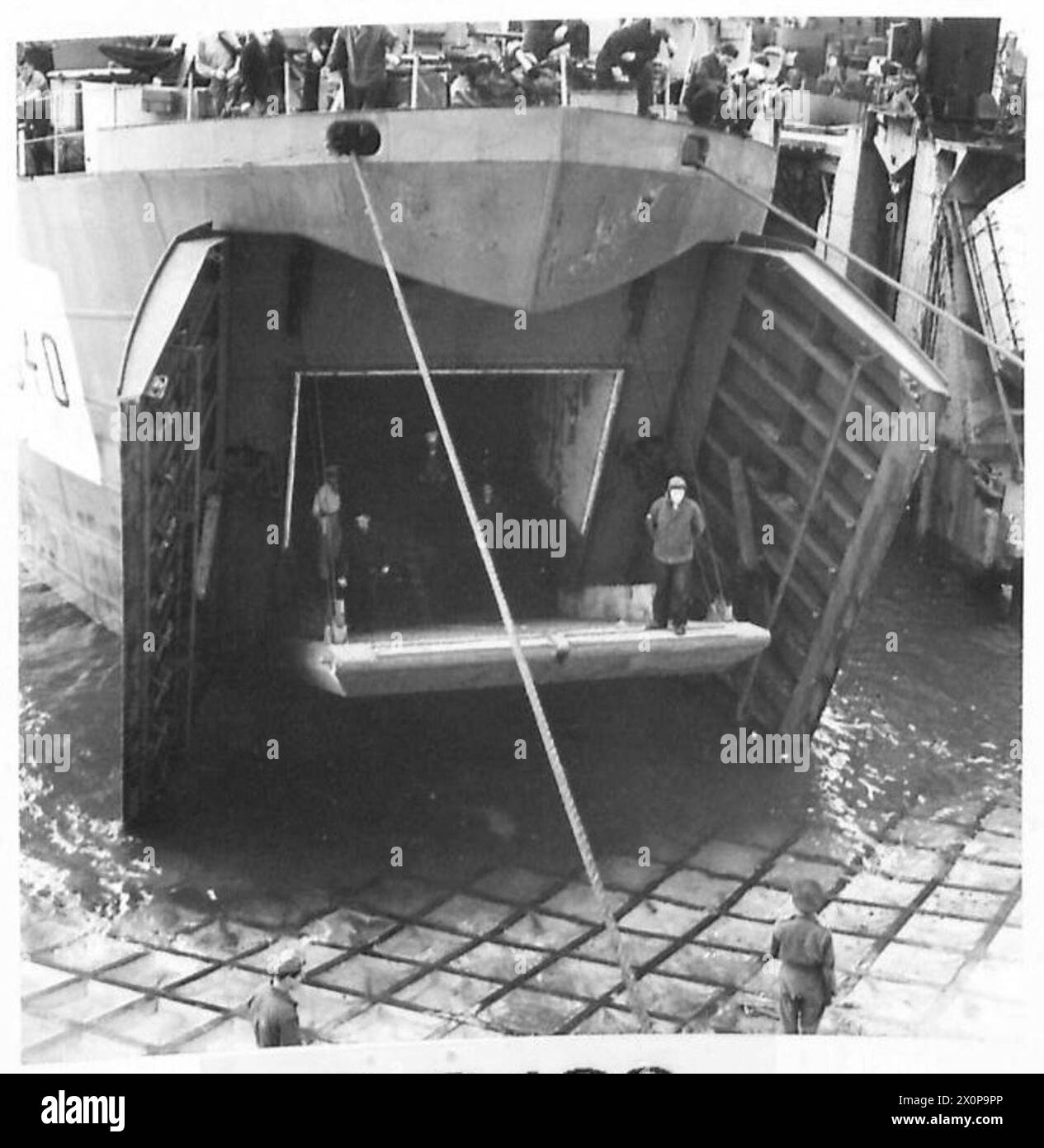 PHOTOGRAPHS OF PREFABRICATED PORT ETC - Lowering Ramp of LST onto ...