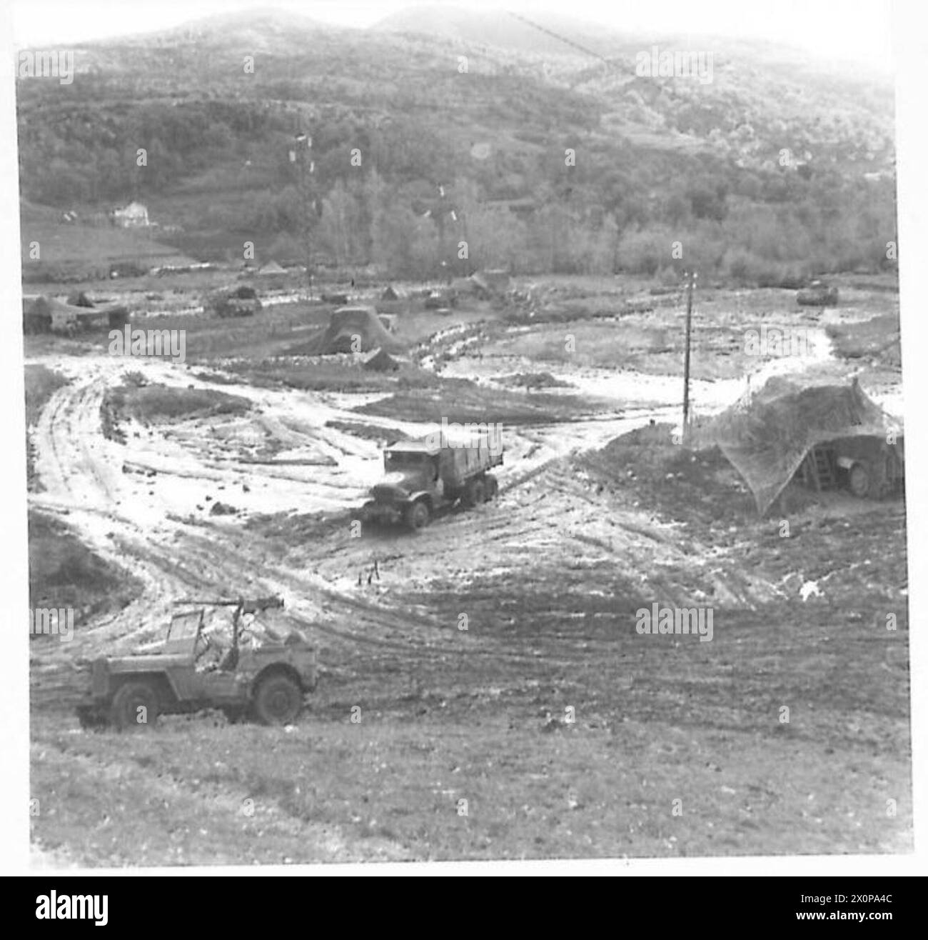 A general view of the muddy terrain on the Venafro front where British ...