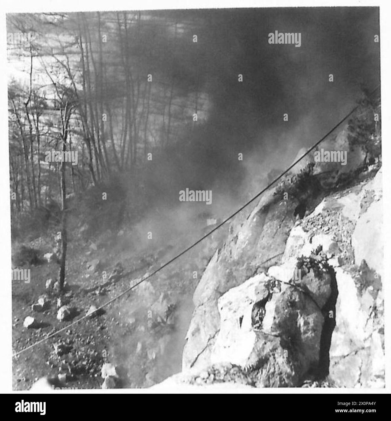 ITALY : FIFTH ARMY - Blasting on the quarry face. Photographic negative ...