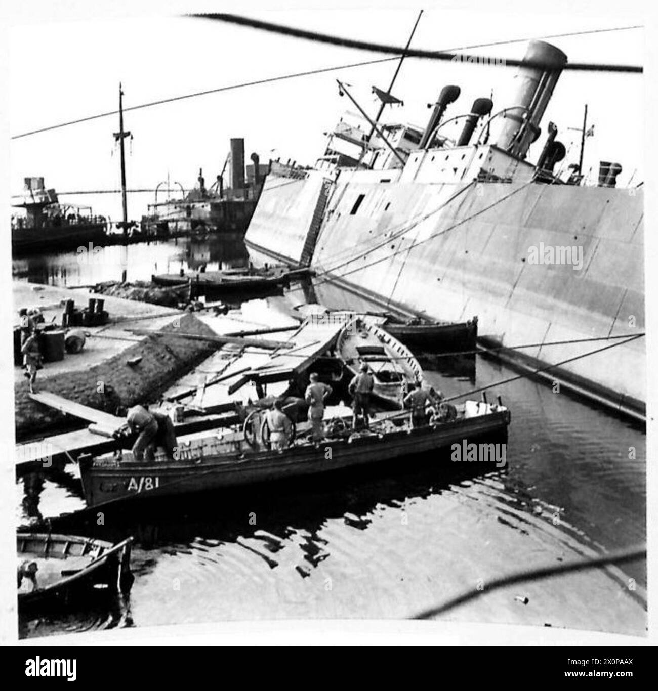 Royal Engineers conduct diving operations from the 'Painter' vessel ...