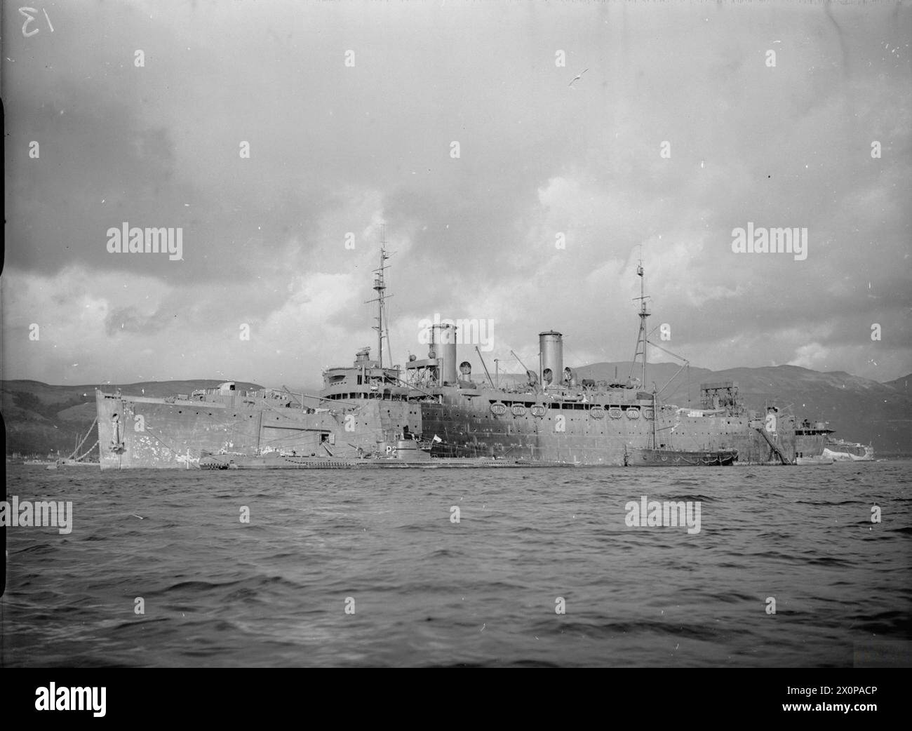 THE ROYAL NAVY DURING THE SECOND WORLD WAR - HMS WOLFE moored at Holy ...