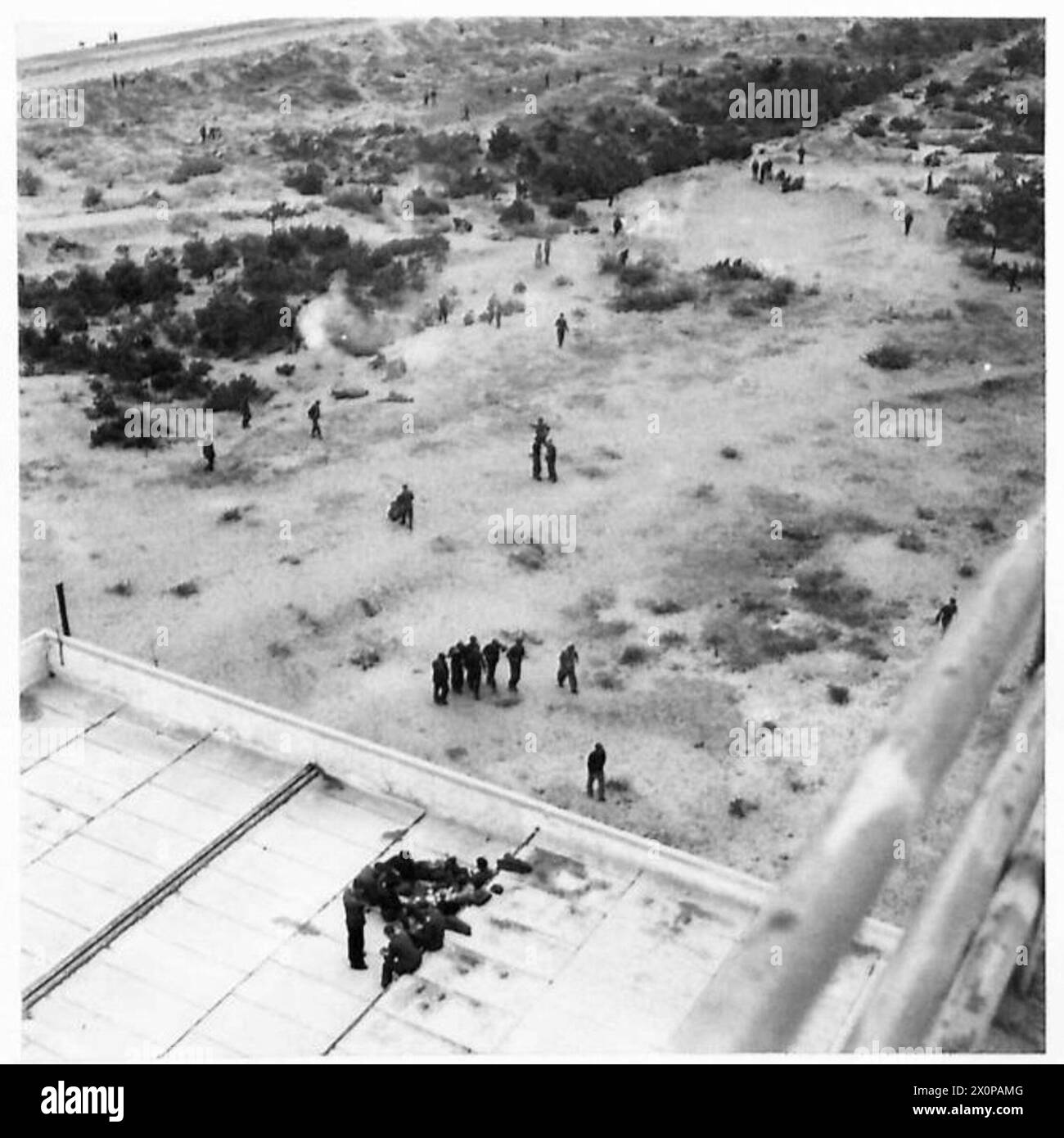 German Landing Force Surrenders - View from the roof of the health ...
