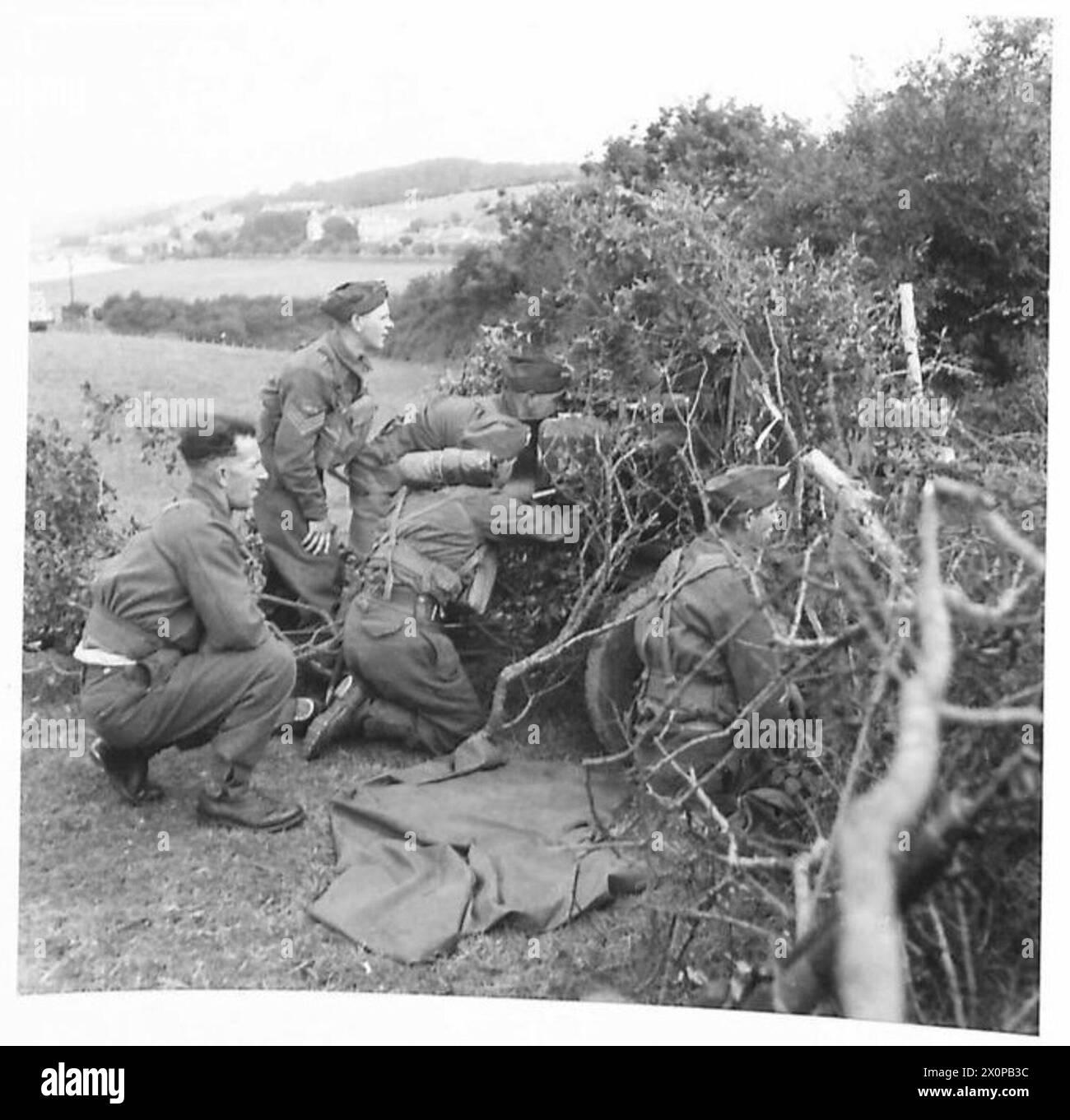 A SOUTHERN EXERCISE - An "enemy" field gun position overlooking a town ...