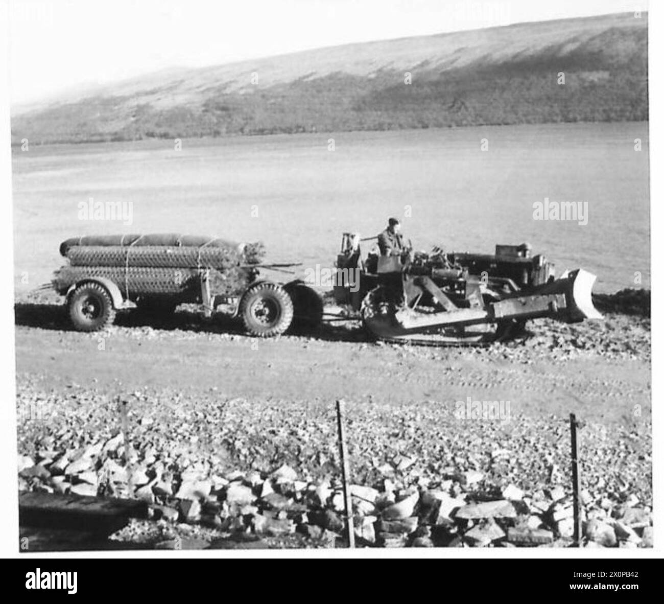 PHOTOGRAPHS OF EQUIPMENT - D4 Tractor towing modified sound locator ...