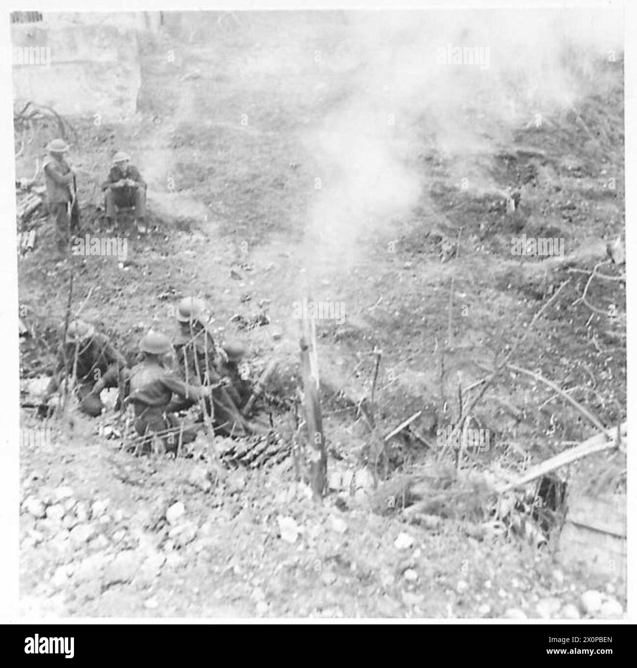 A 3-inch mortar is fired by Canadian soldiers of the Eighth Army ...