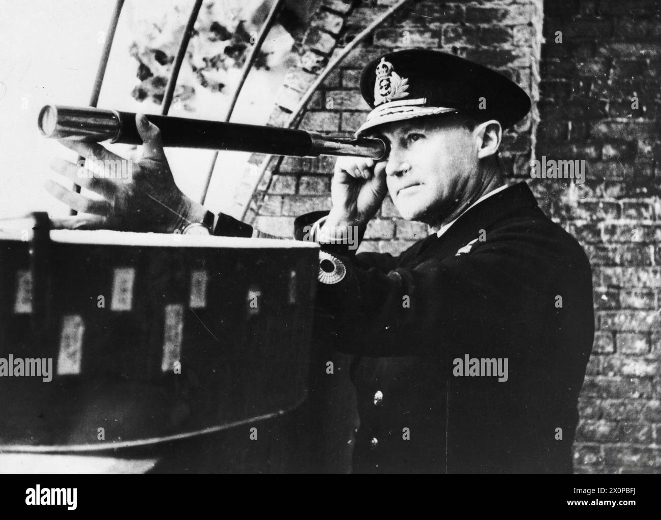 Vice Admiral Sir Bertram Home Ramsay at Dover Castle observes the ...