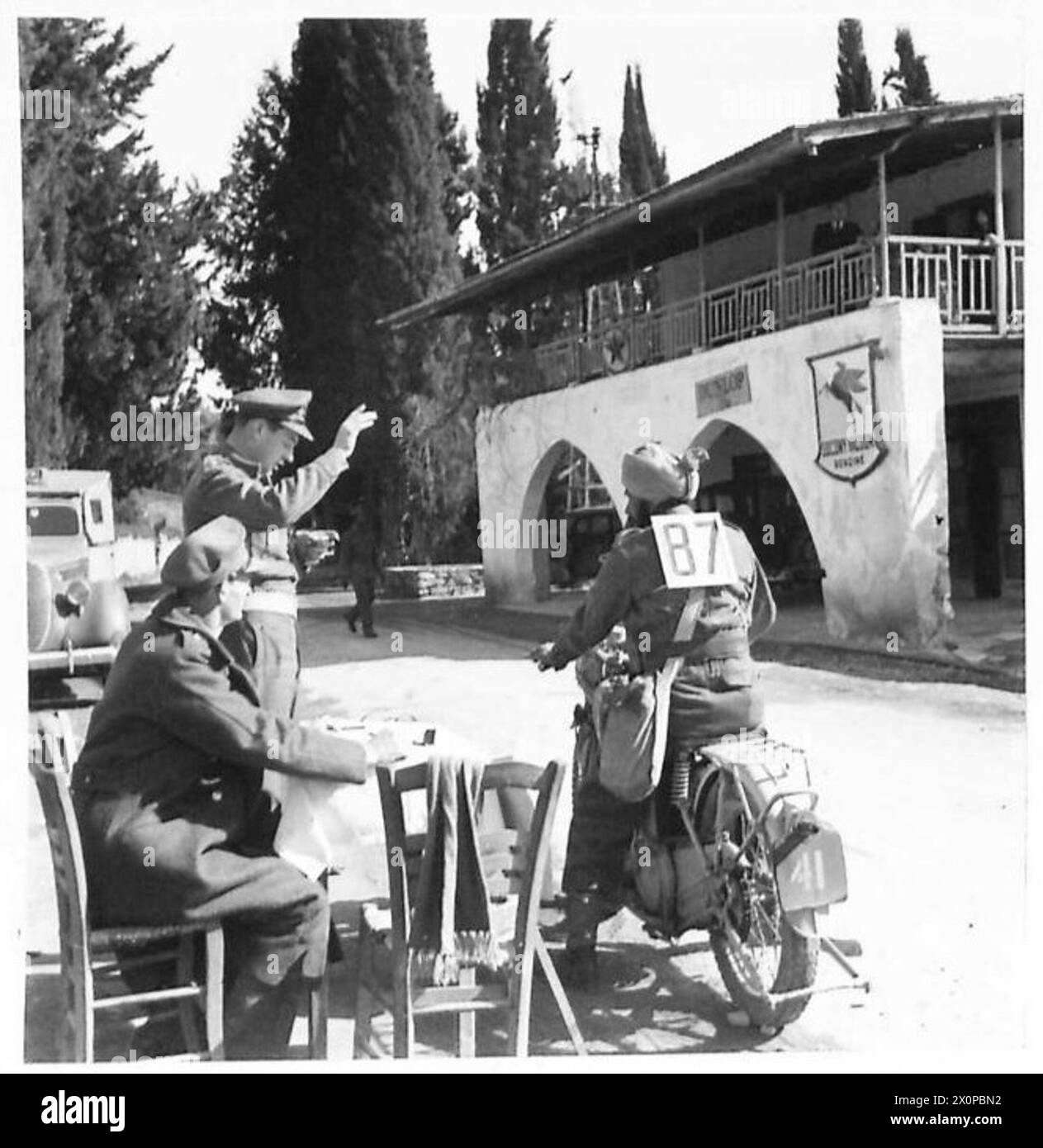MOTORCYCLE TRIAL FOR DISPATCH RIDERS IN CYPRUS - The starter gives the ...