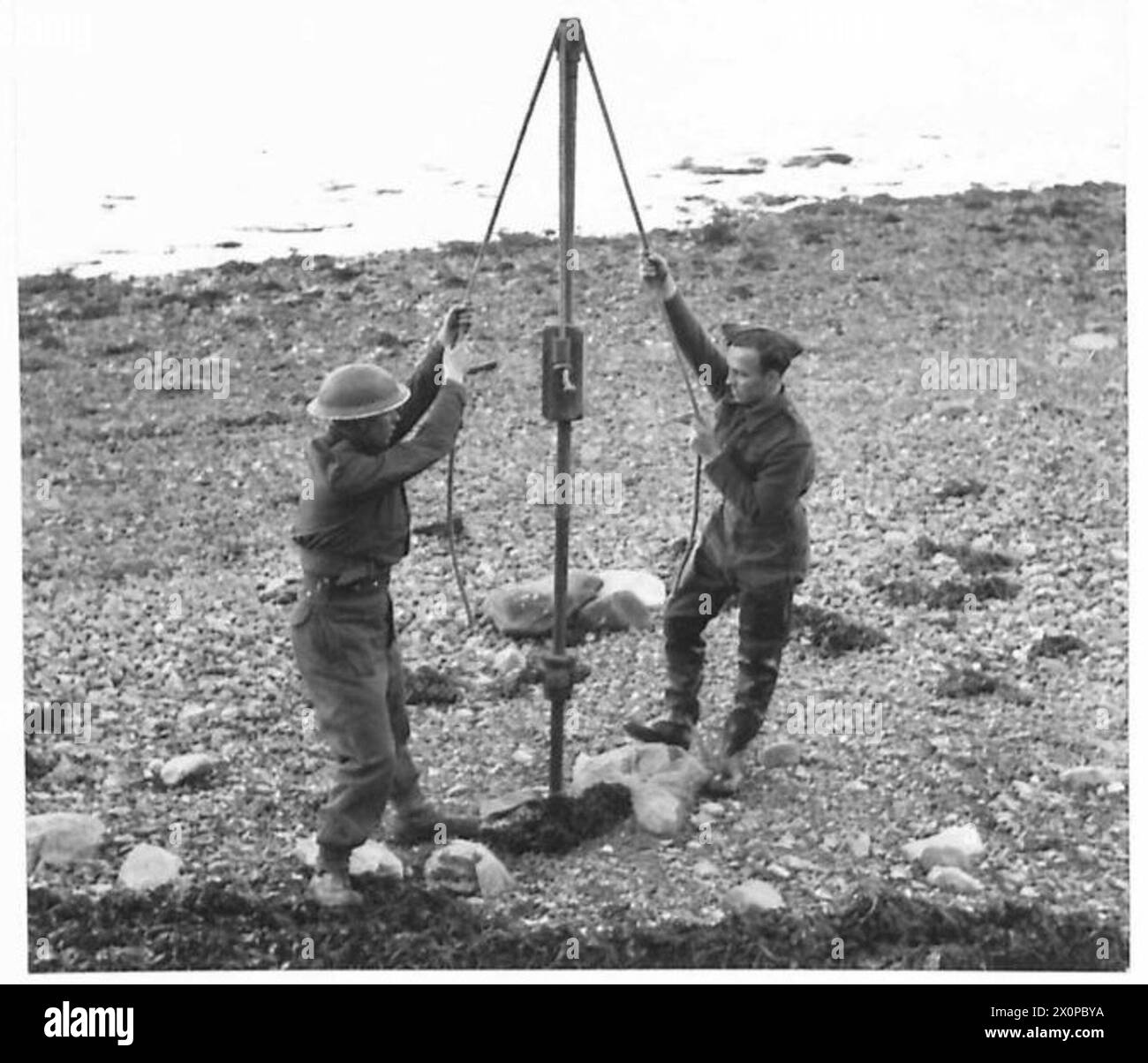 A Norton tube well is being installed as part of British Army equipment ...