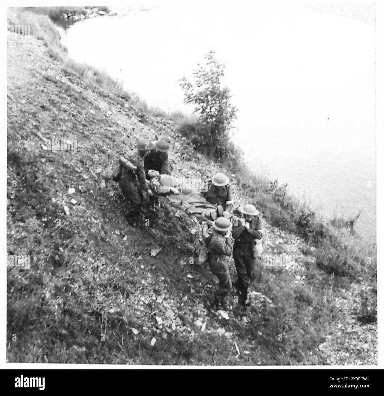 ROYAL ARMY MEDICAL CORPS EXERCISE - RAMC stretcher bearers carry a ...