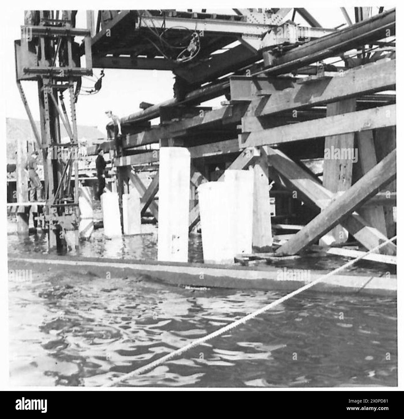 PROGRESS WORK ON LARNE JETTY - Details of piling Photographic negative ...