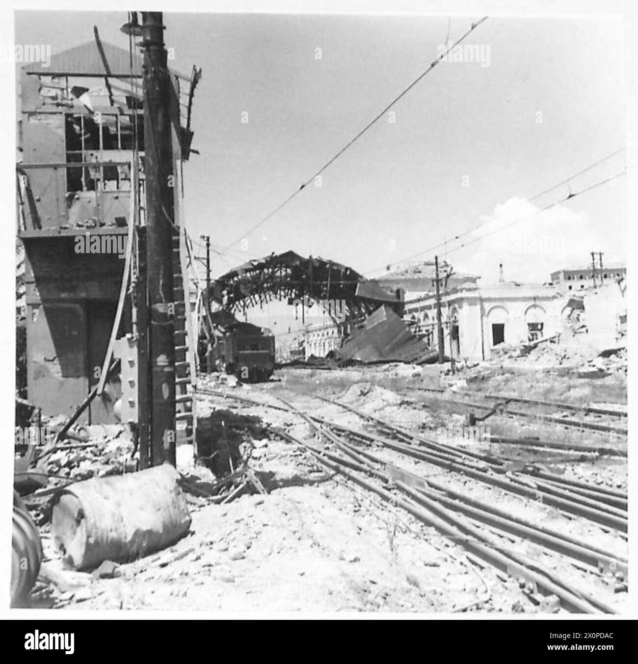 The railway station at Arezzo is heavily damaged following military ...