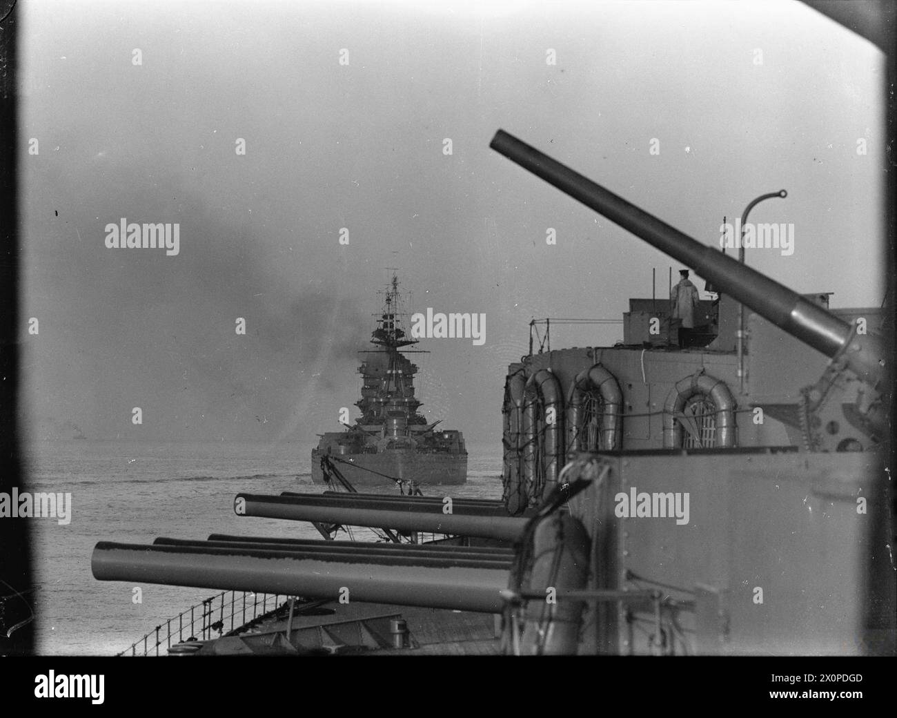 ON BOARD THE BATTLESHIP HMS RODNEY AT SEA. 1940. - The battleship ...