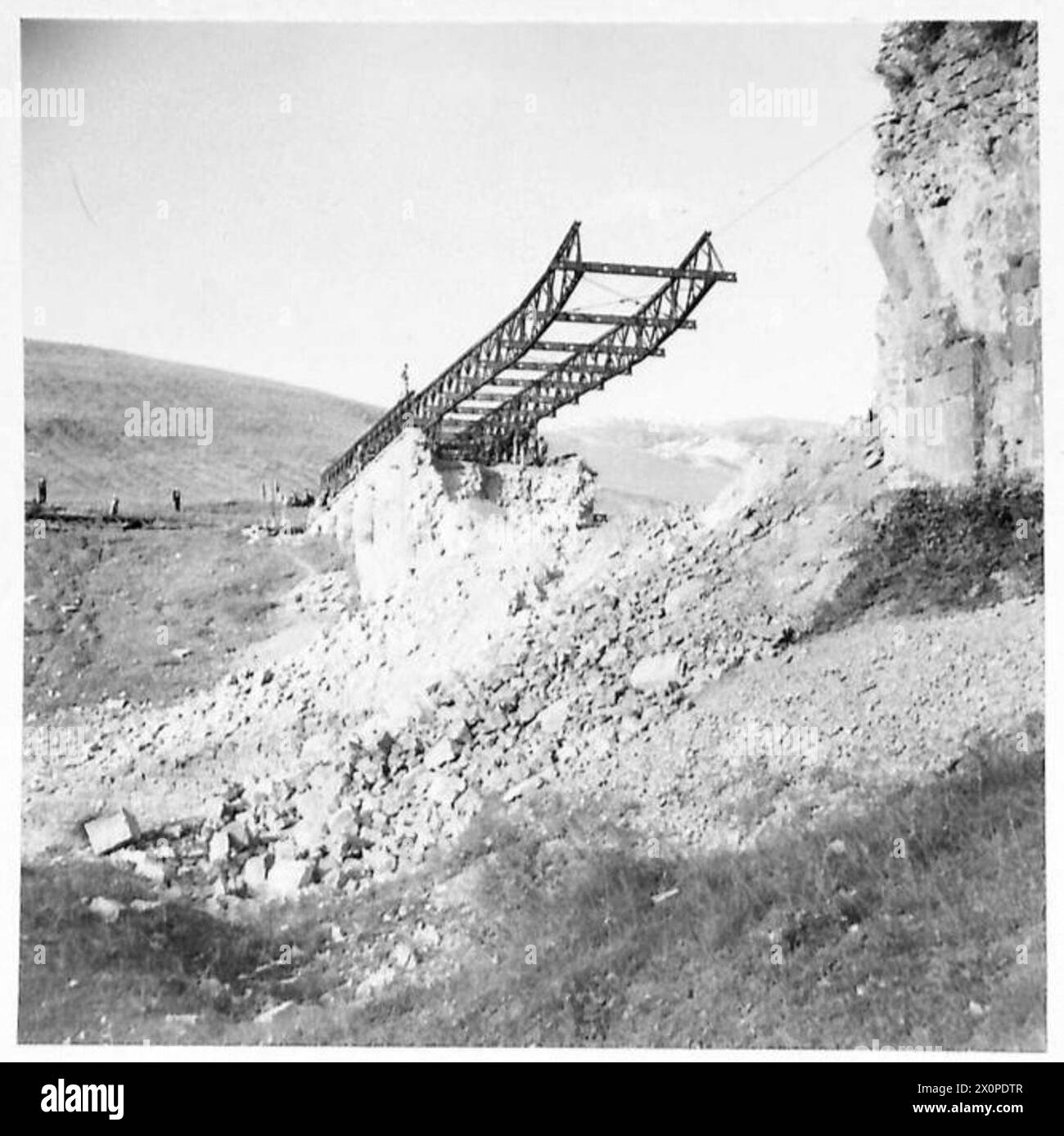 THE BAILEY BRIDGE - The bridge nose nears the opposite during launching ...