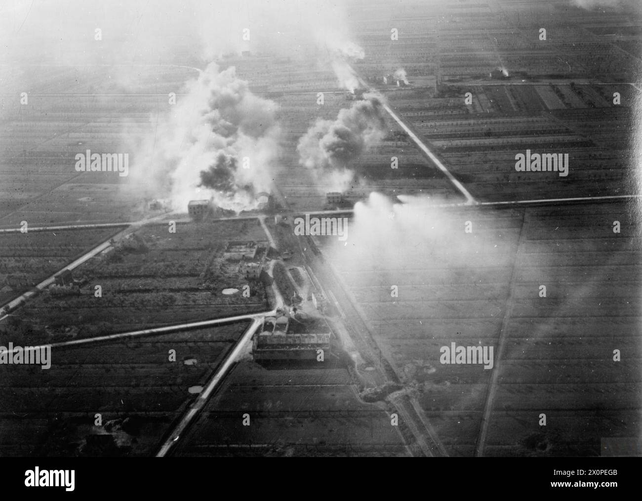 A North American Mustang of No. 260 Squadron RAF fires rockets at ...