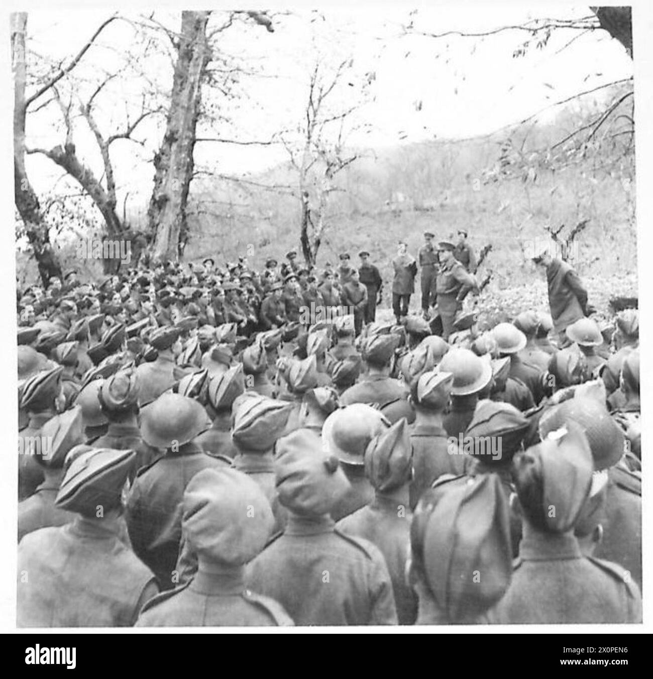 Brigadier C.E.A. Firth, DSO, addresses men of the 8th Battalion, Royal ...