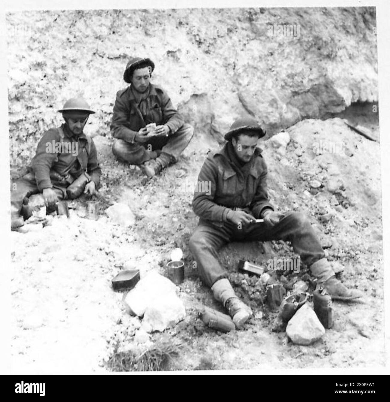 Canadian soldiers on the Eighth Army front in Italy are seen beside ...