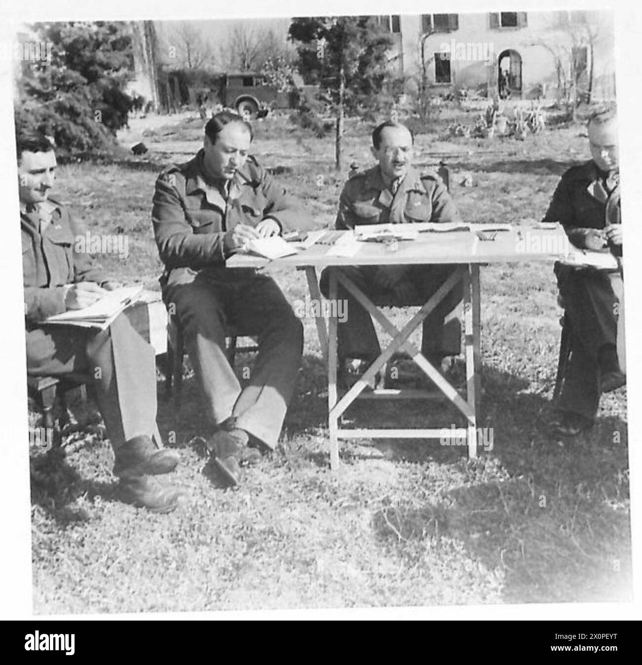 Brigadier E.F. Benjamin, Commander of the Jewish Brigade, meets with ...