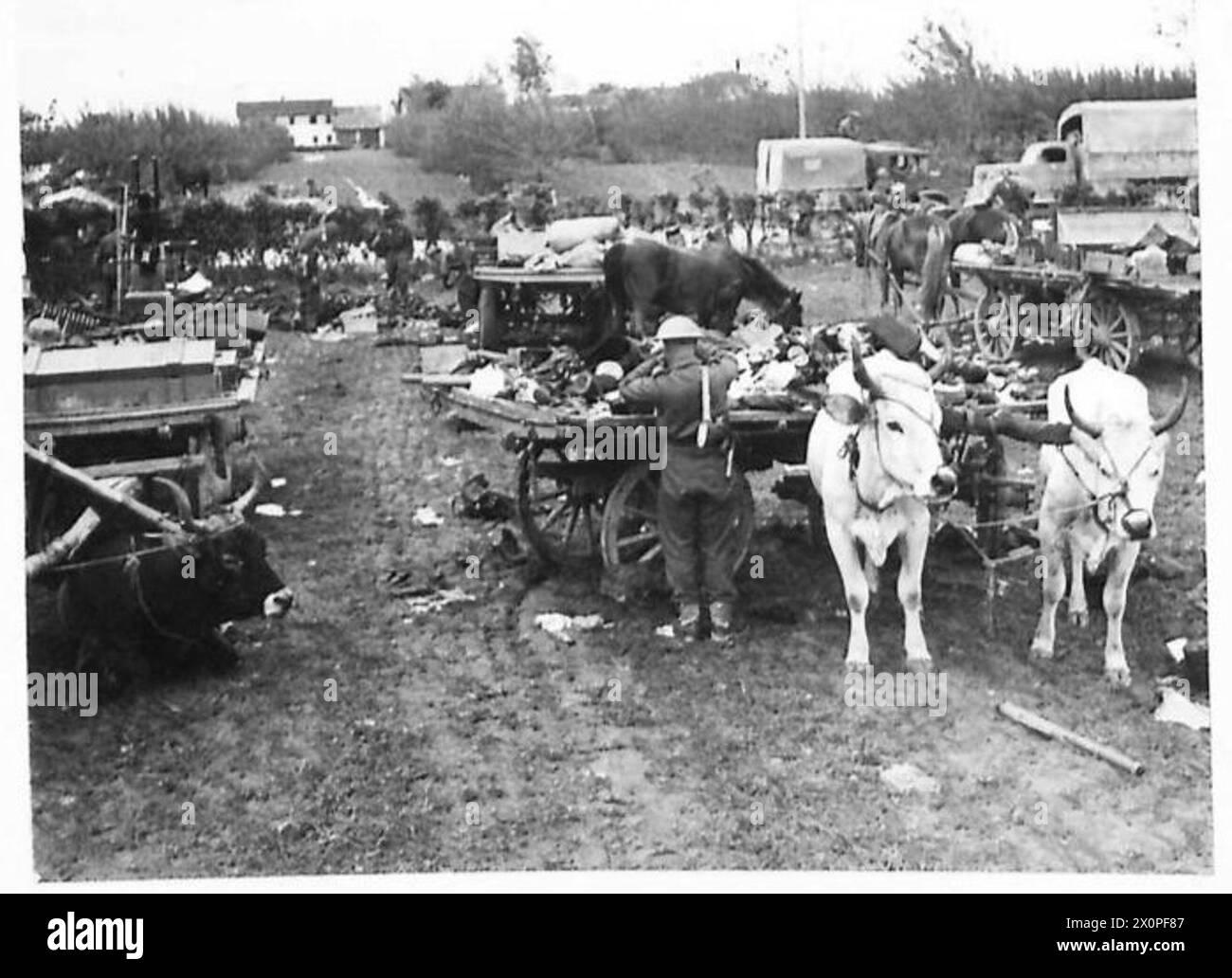 German light guns mounted on bullock carts are captured as booty by the ...