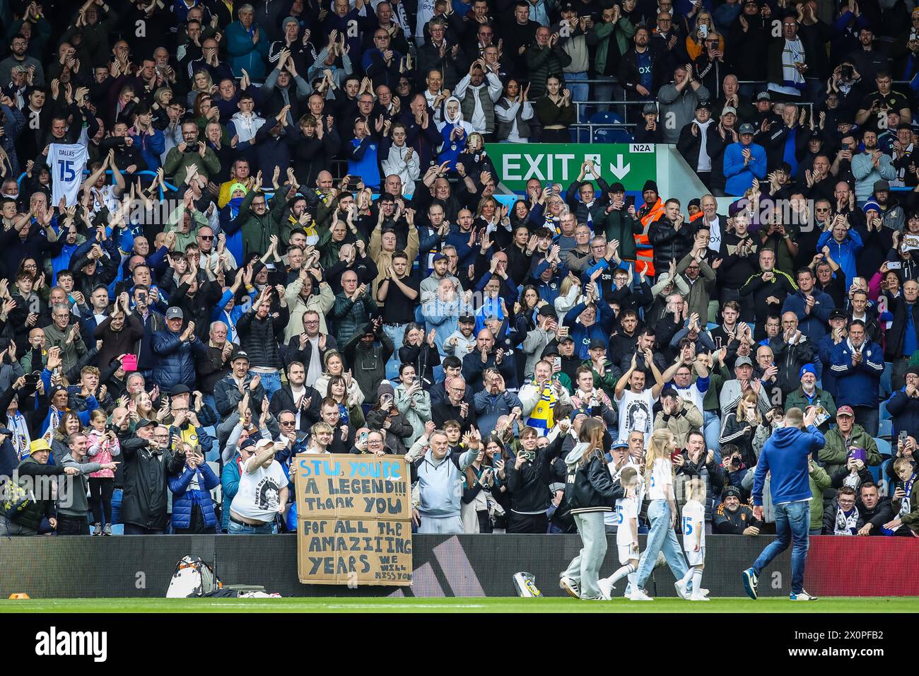 Stuart Dallas of Leeds United does a lap of honour inside Elland Road ...