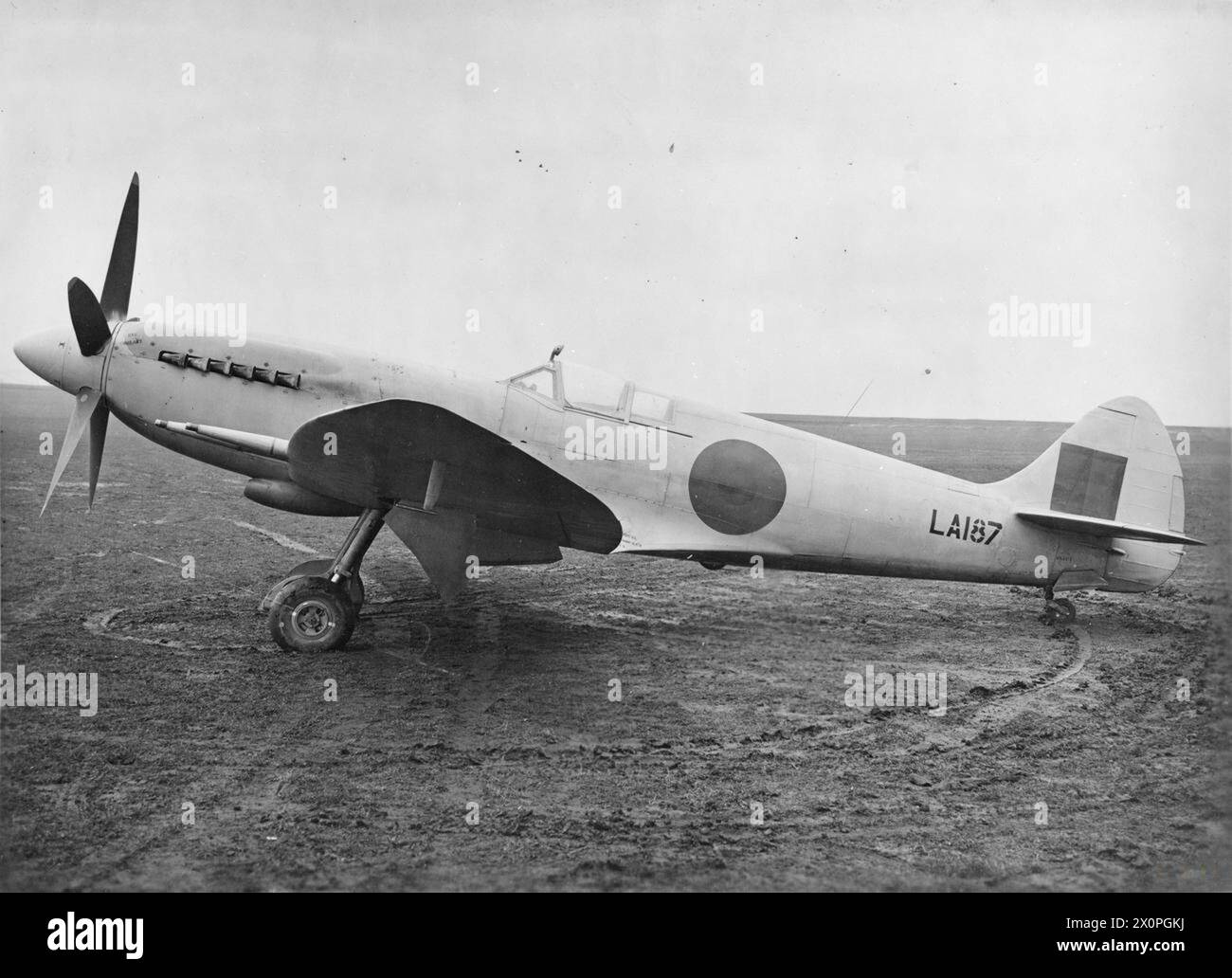Ground view of the Spitfire F Mk.21, third prototype LA187 ...