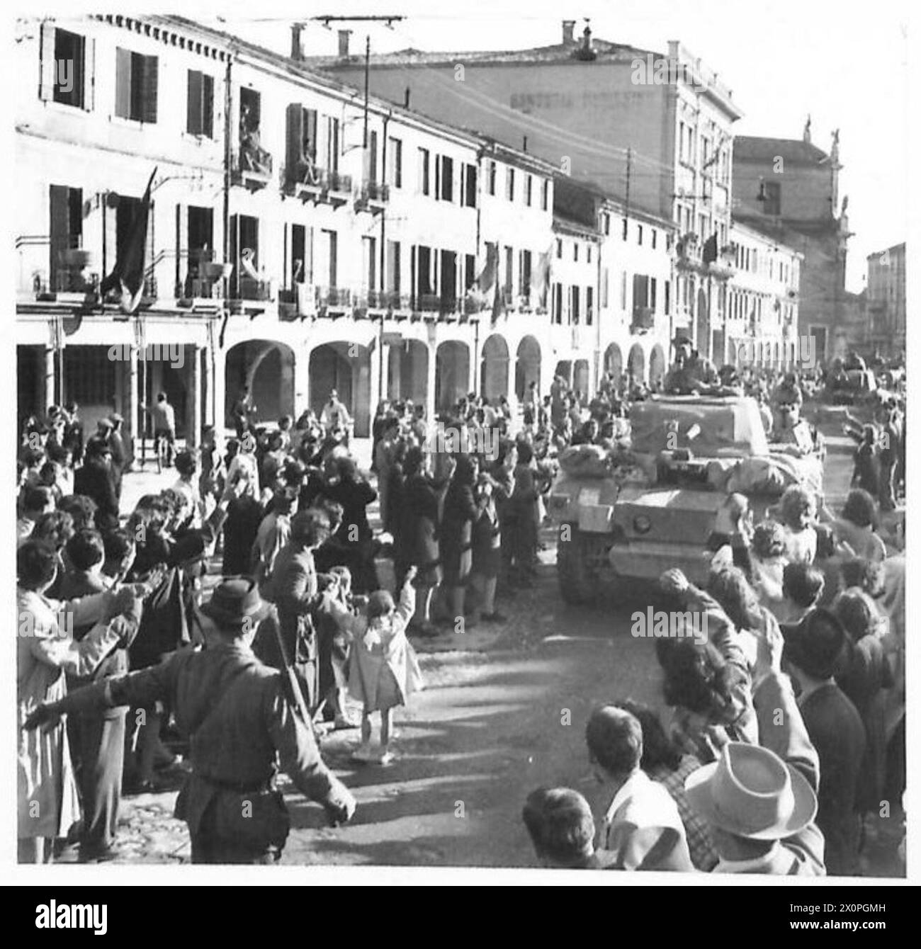 EIGHTH ARMY ADVANCE - Italian citizens of Mestre line the streets as ...