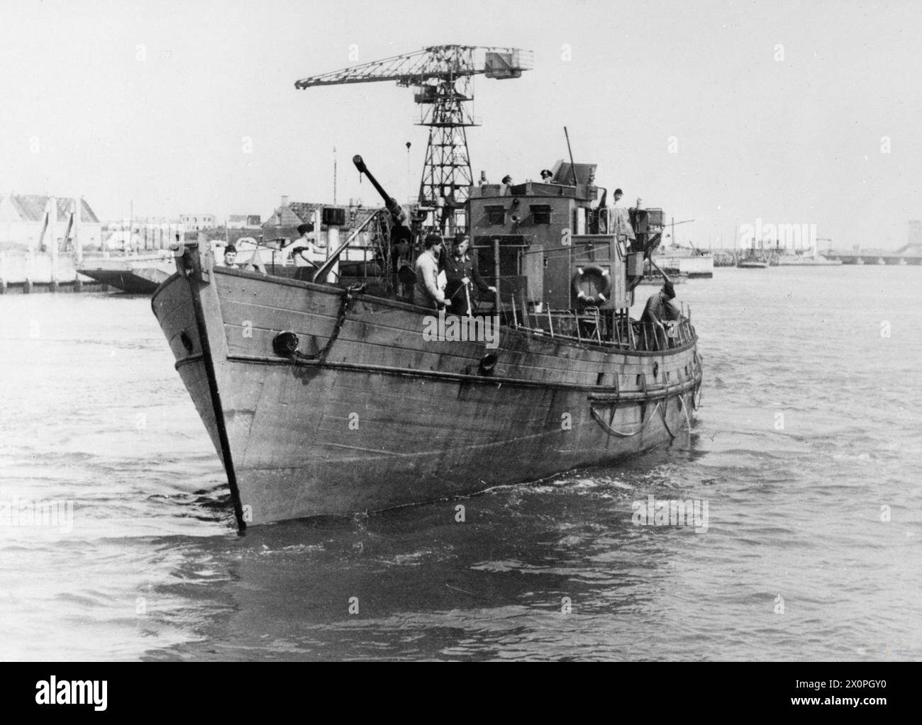 A German patrol boat returns to a Channel base before the Allied ...