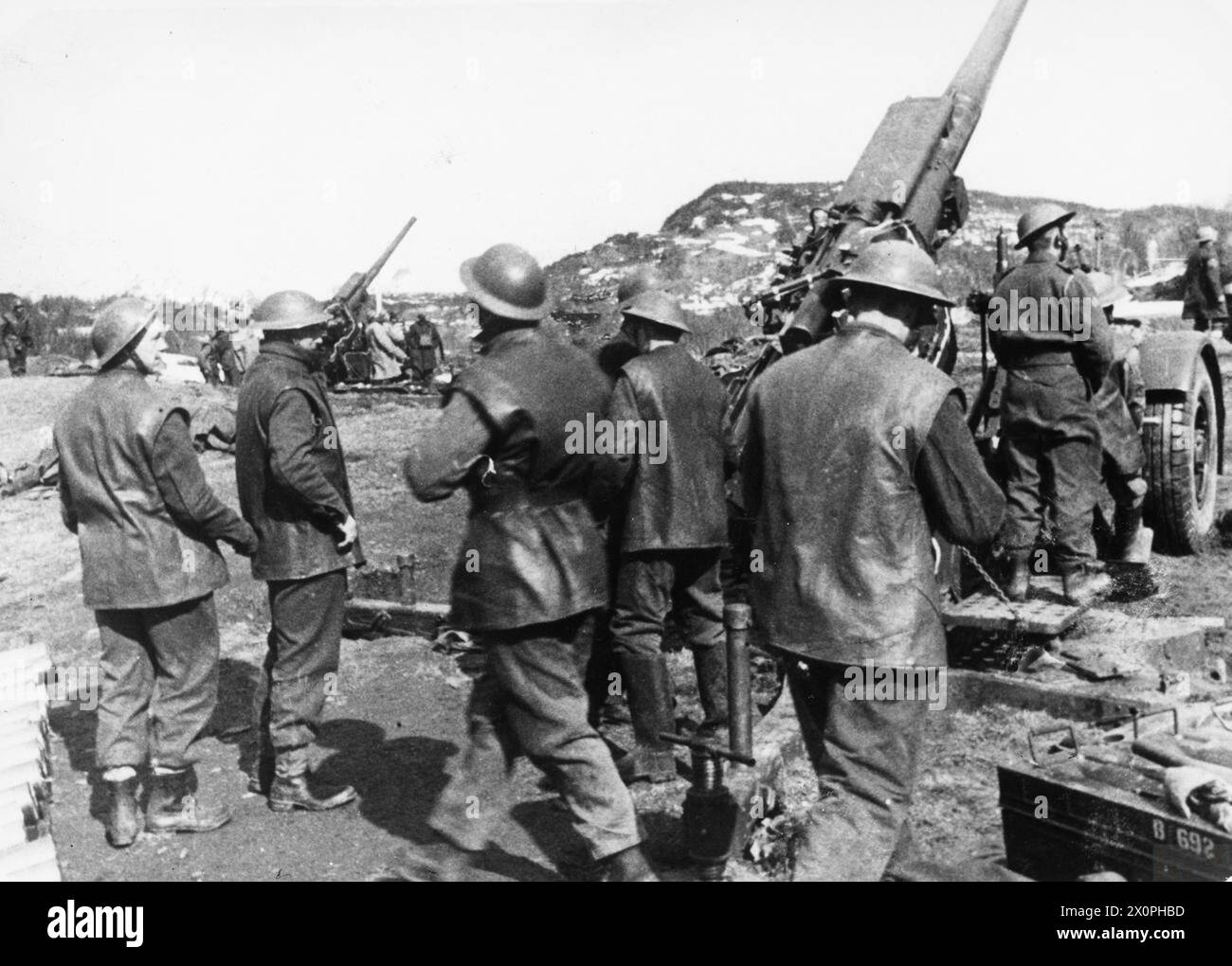 THE GERMAN INVASION OF NORWAY, 1940 - A battery of British 3.7-inch ...