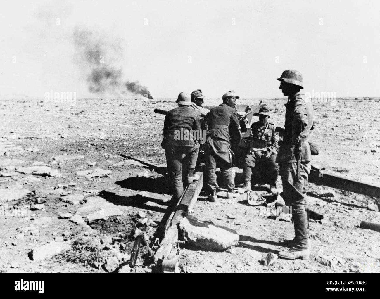THE BATTLE OF GAZALA, MAY-JUNE 1942 - A German gun crew manning a 3.7 ...