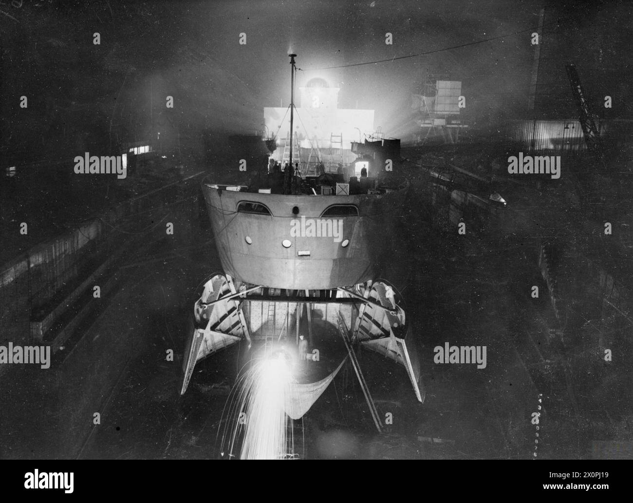 On 27 October 1944, shipyard workers at Brocklebank Dock, Liverpool ...