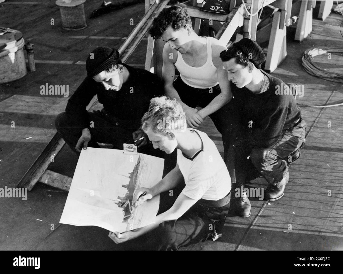 SHE GUARDS THE ARMY'S SUPPLY LINES. JULY 1944, OFF NORMANDY, WITH THE ...