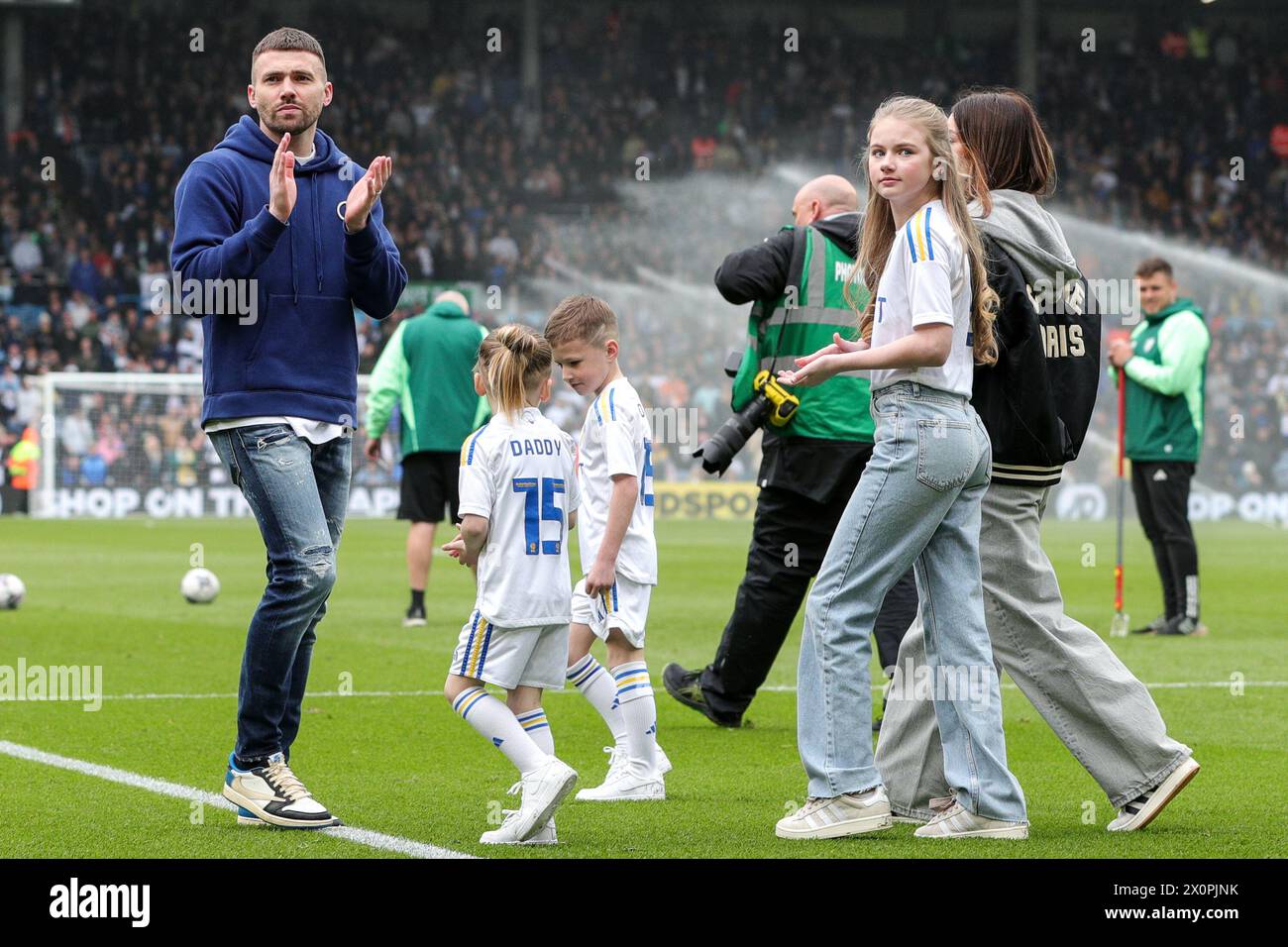 Stuart Dallas of Leeds United does a lap of honour inside Elland Road ...