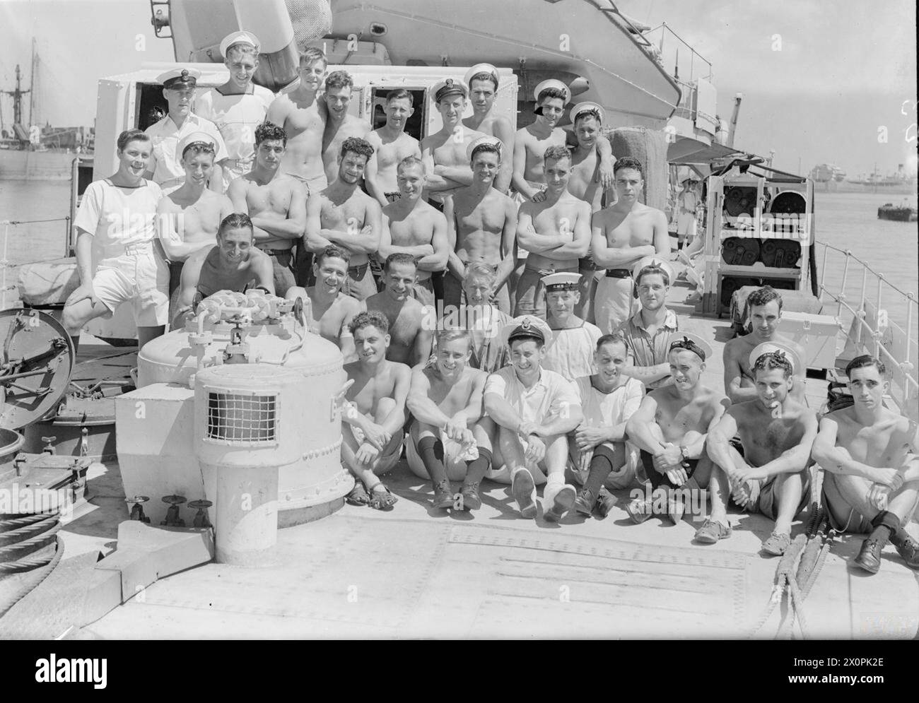MEN OF HMS REDOUBT. FEBRUARY 1944, TRINCO. THE OFFICERS AND MEN OF THE ...