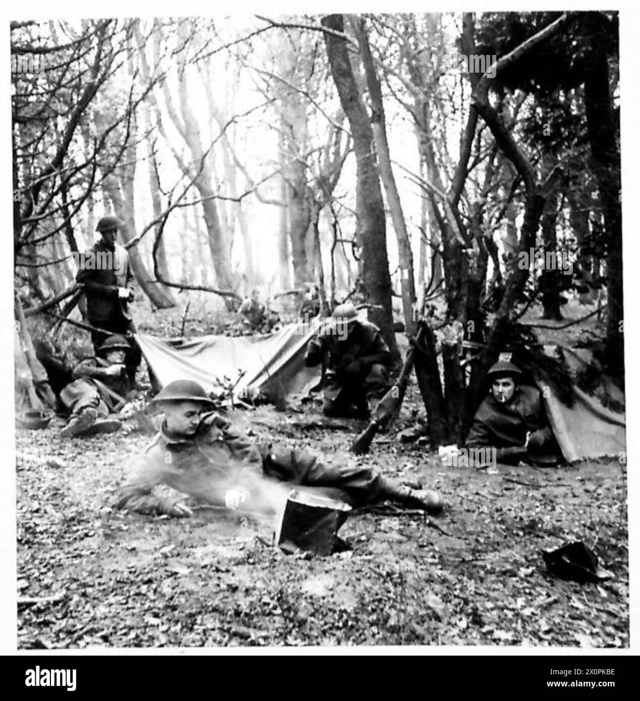 The bivouac area for Ordnance Beach Detachment personnel is constructed ...