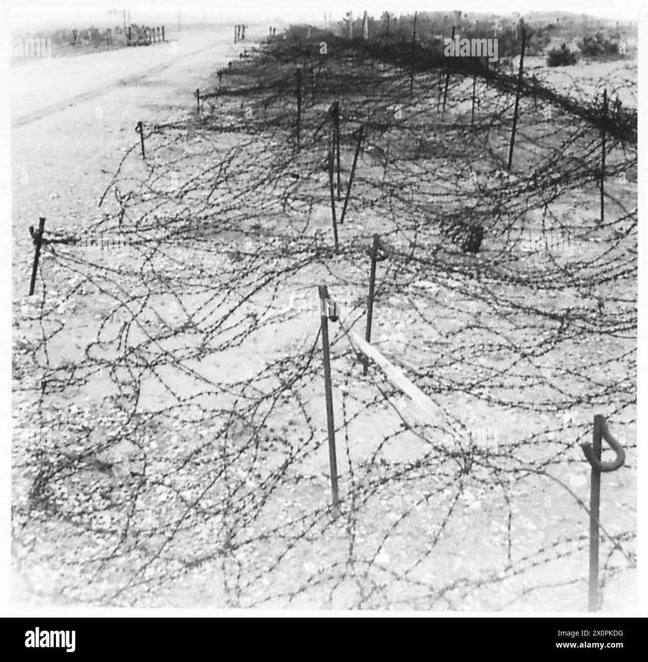 EIGHTH ARMY : AN AIRFIELD UNDER PREPARATION - Miles of this barbed wire ...