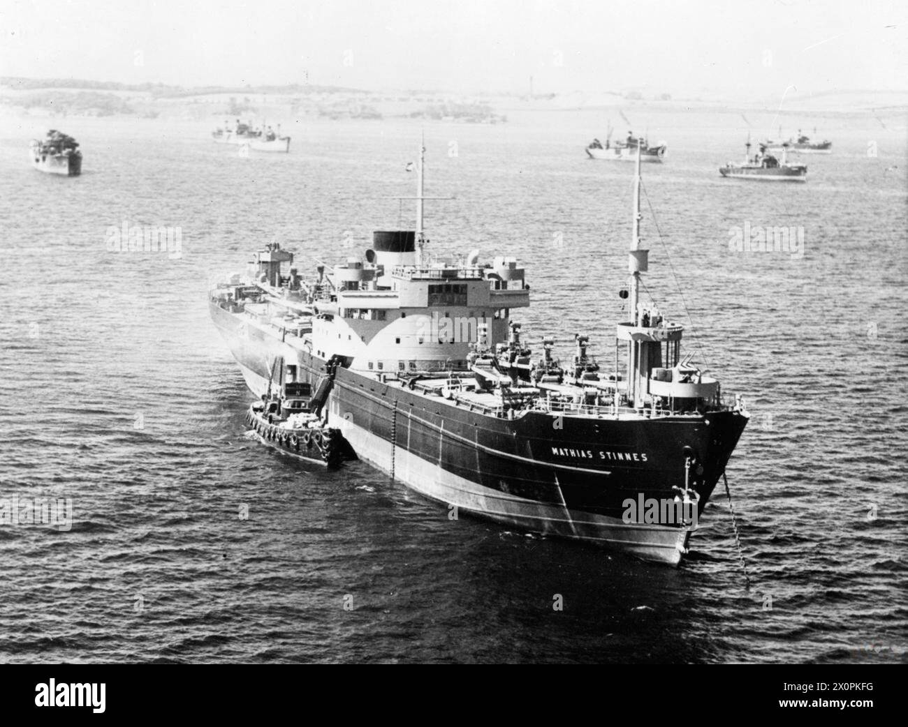 Aerial view of German merchant ships, including Mathias Stinnes ...