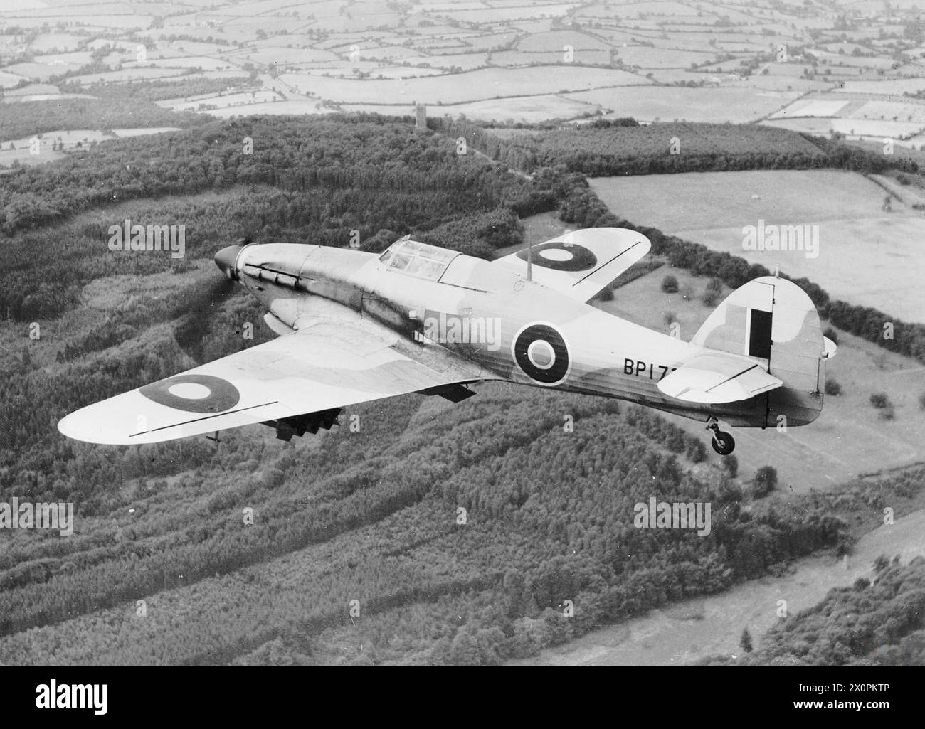 A Royal Air Force Hawker Hurricane Mark IV fighter-bomber in flight ...