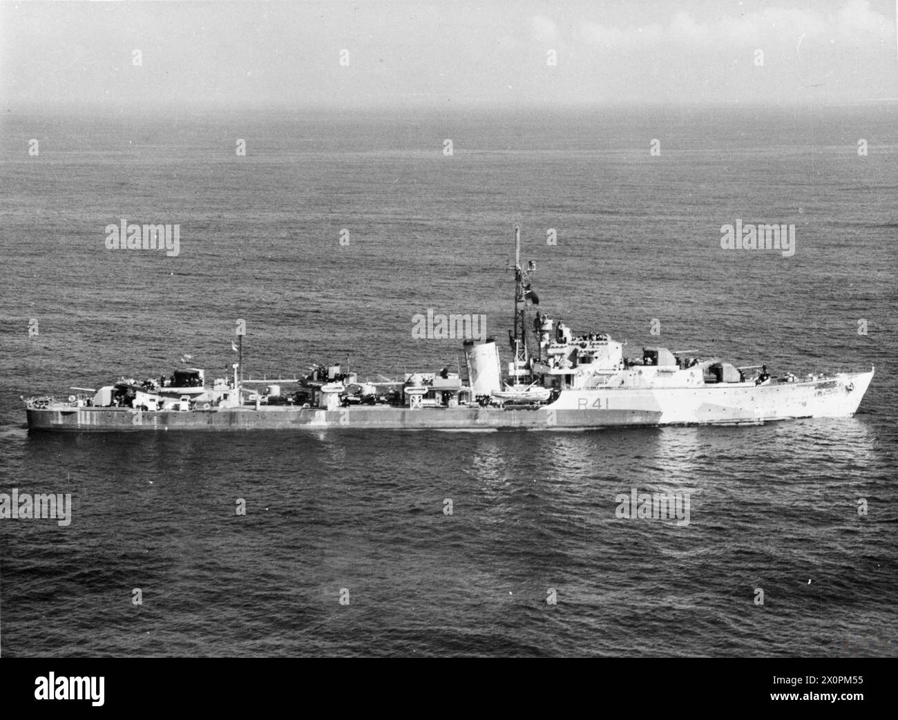HMS VOLAGE, BRITISH V VALENTINE CLASS FLEET DESTROYER. JULY 1945, AT ...