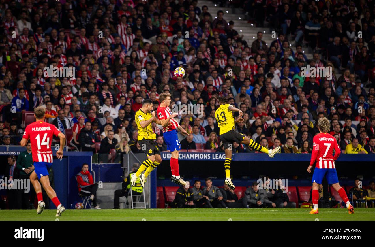Madrid Spain. 10th Apr 2024. Emre Can (BVB) Pablo Barrios (Atletico ...
