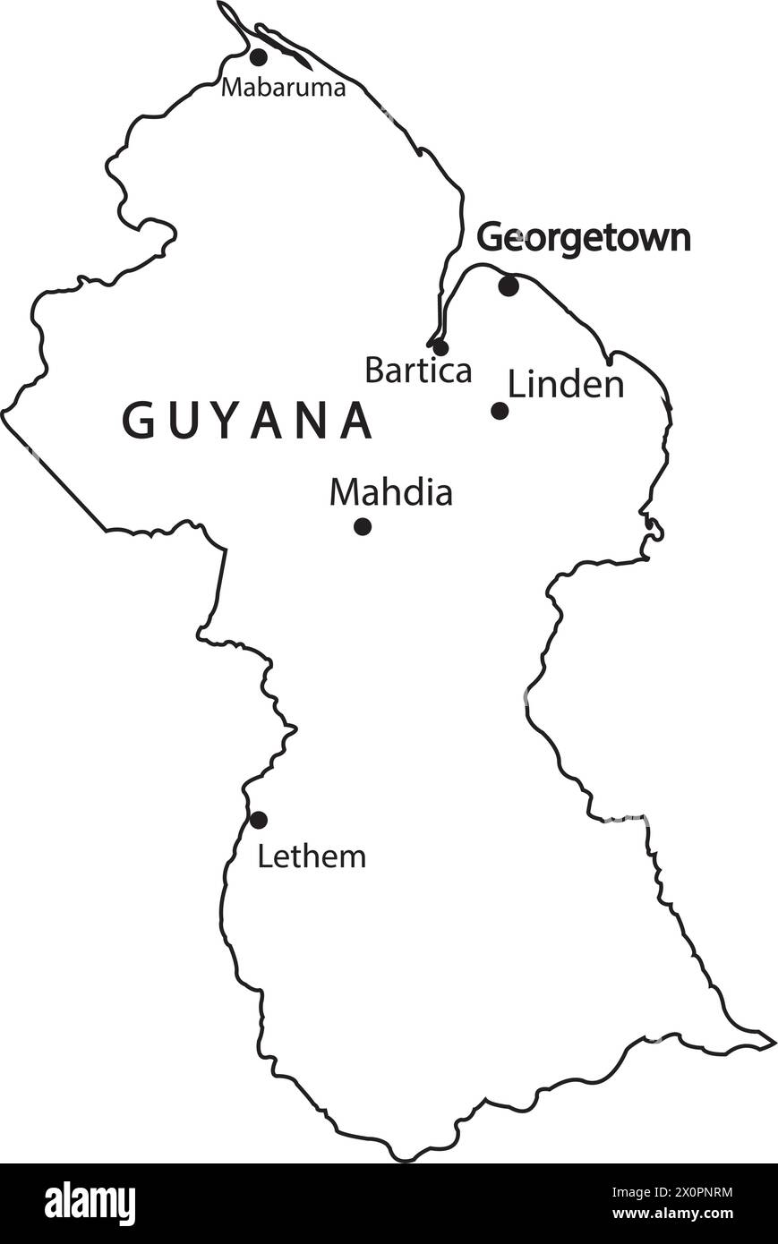 Guyana map Black and White Stock Photos & Images - Alamy