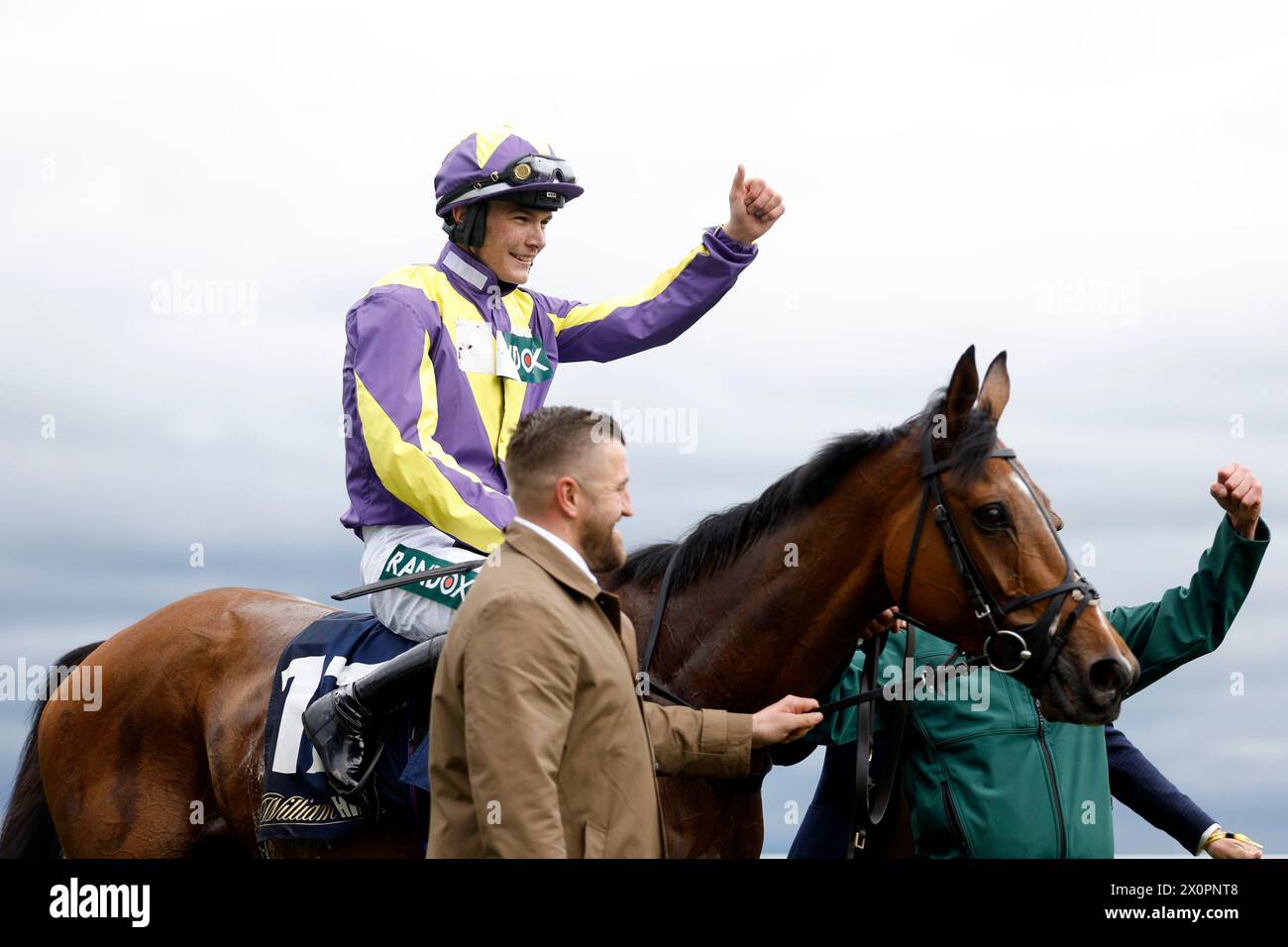 Jockey Charlie Todd celebrates after winning the William Hill Handicap ...