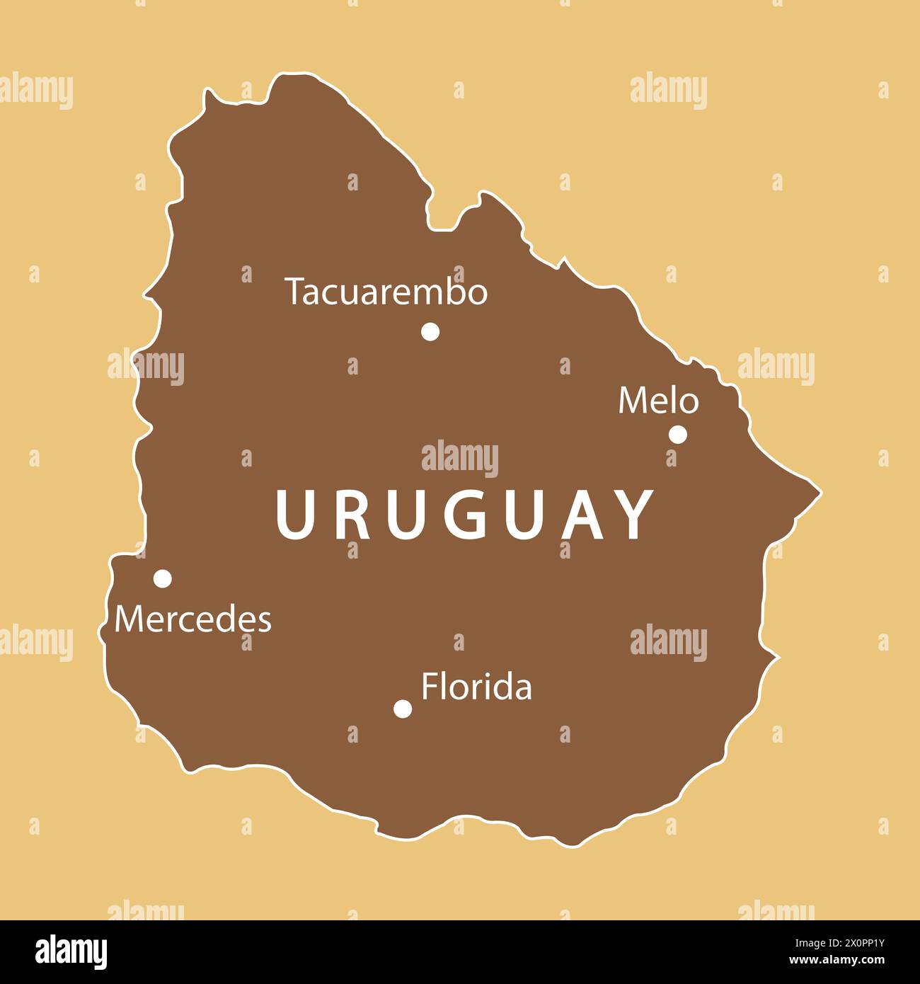 uruguay on map of sa
