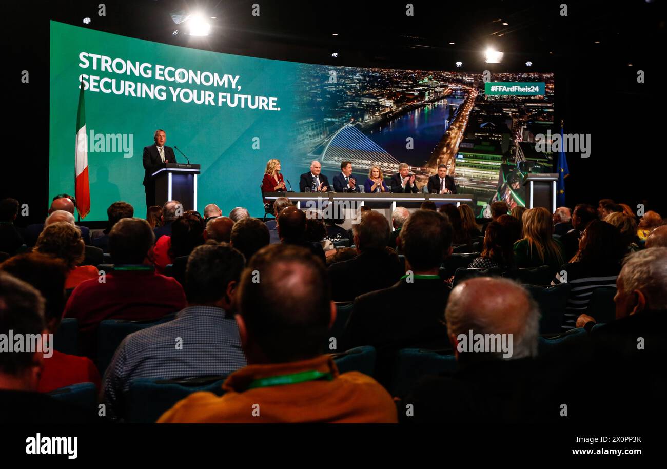 Minister for Finance Michael McGrath speaking at the Fianna Fail Ard ...