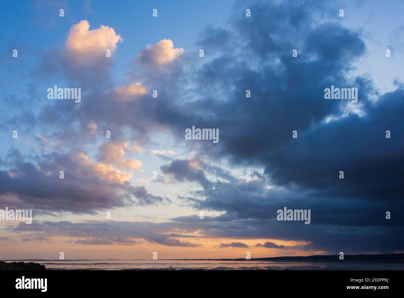 Beautiful dramatic colorful stormy landscape sunset sky with lovely ...