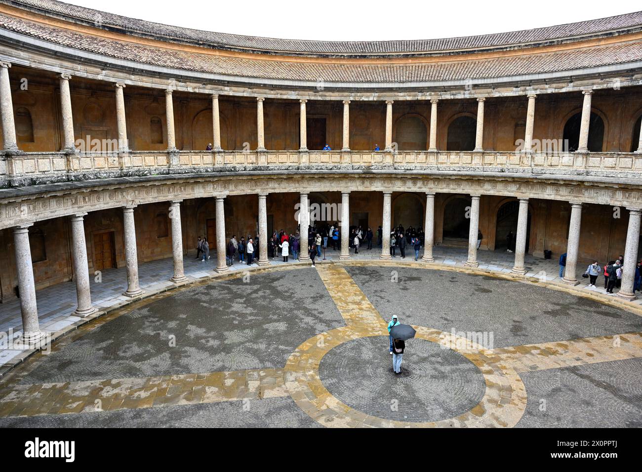 Inner courtyard of renaissance palace of the Roman emperor Charles V ...