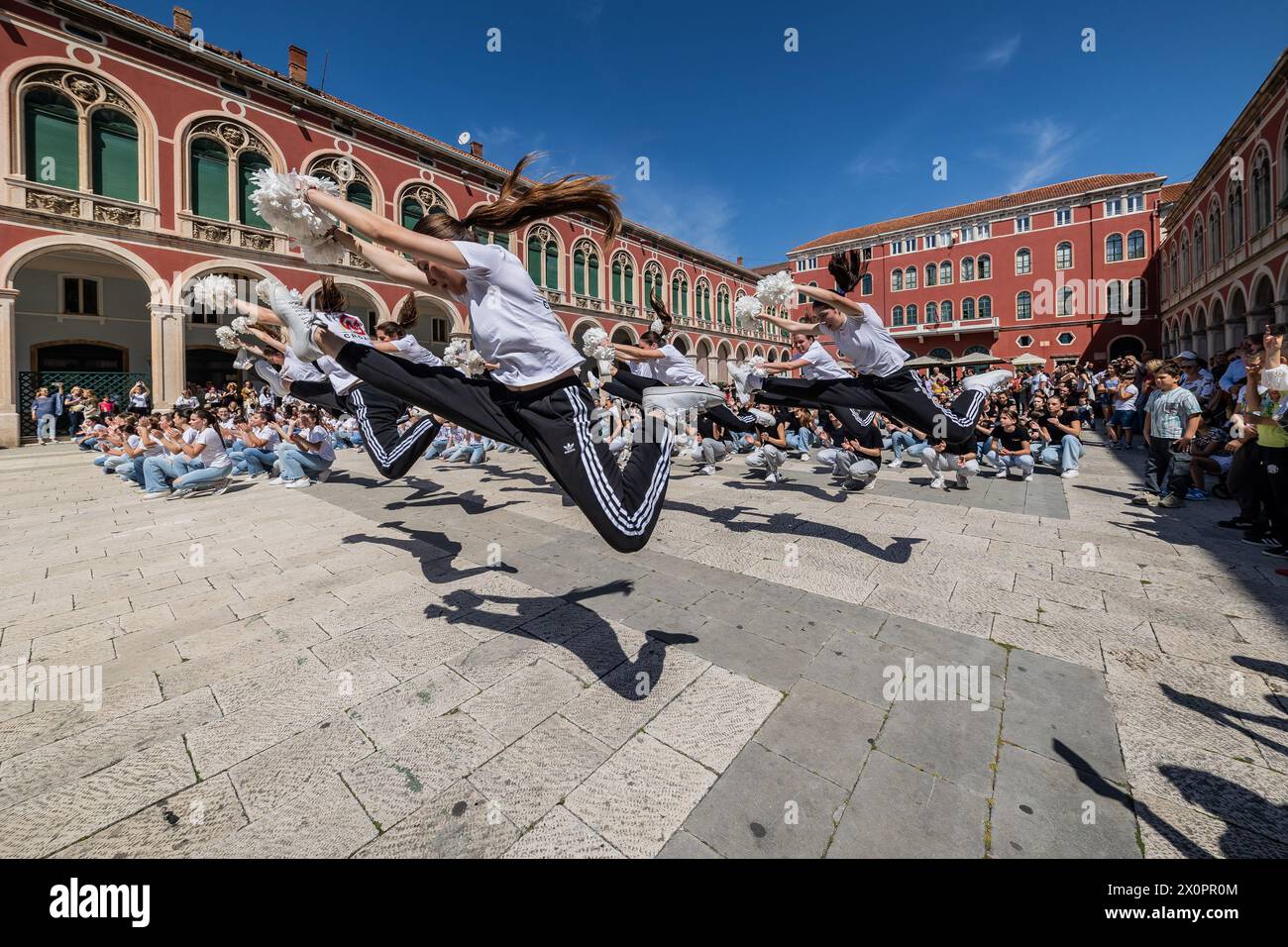 Split, Croatia. 13th Apr, 2024. People dance in the rhythm of Rim Tim ...