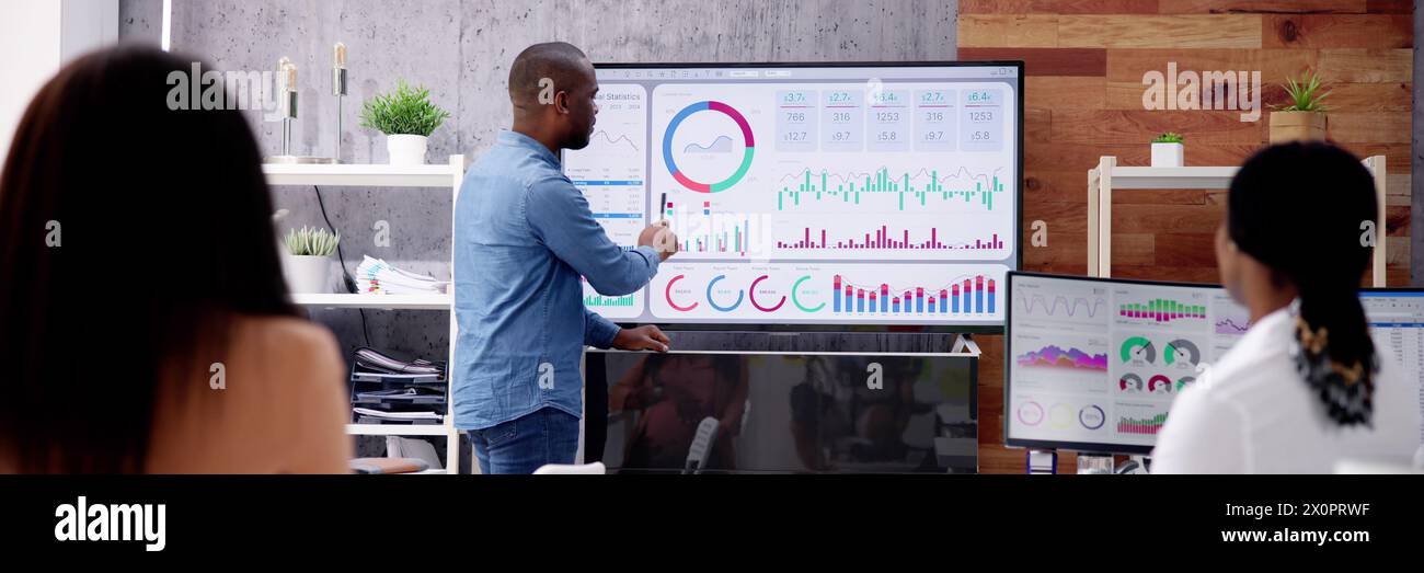 Corporate training in classroom with black background people Stock ...