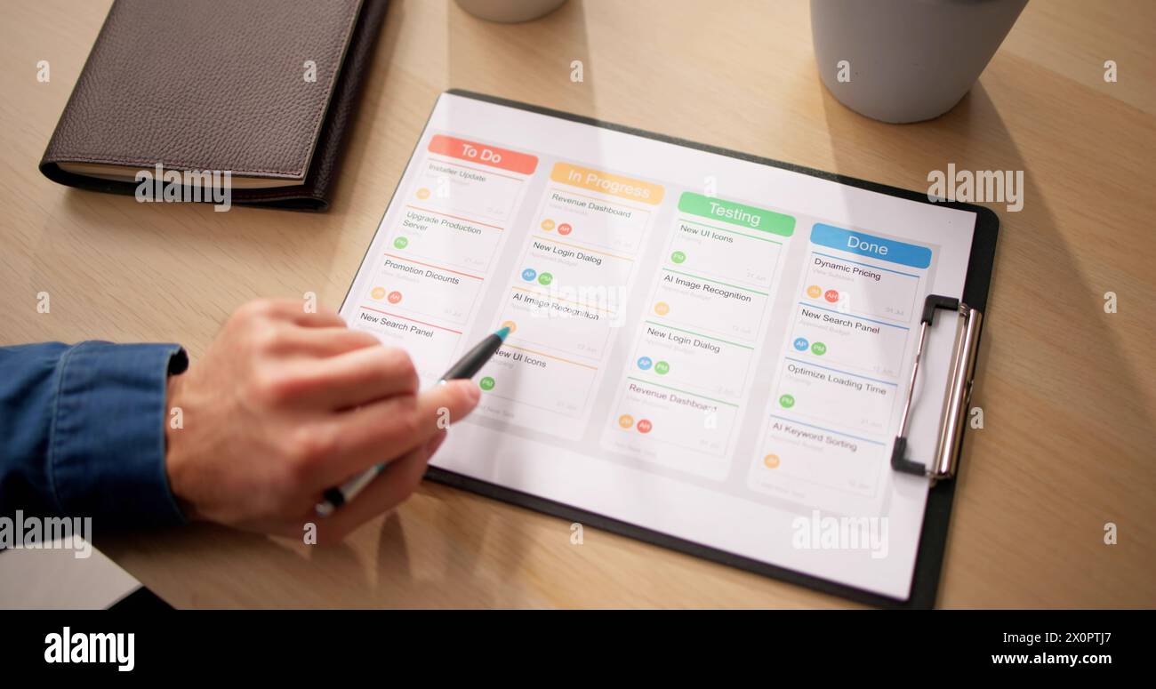 Agile Project Scrum Management At Desk. Kanban Project Scheduling Stock ...