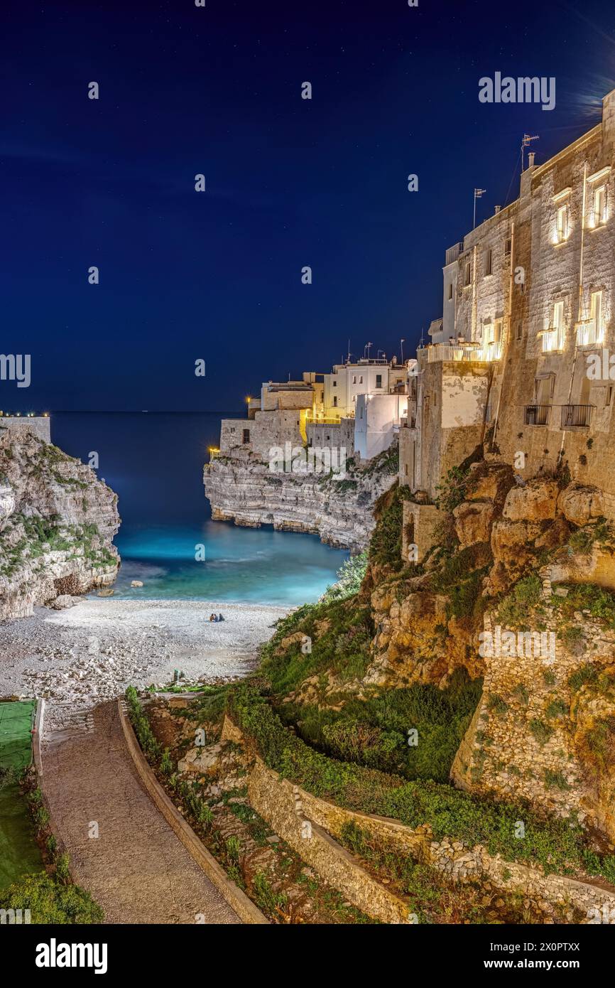 The famous Lama Monachile Bay in Polignano a Mare in Puglia, Itay, at ...